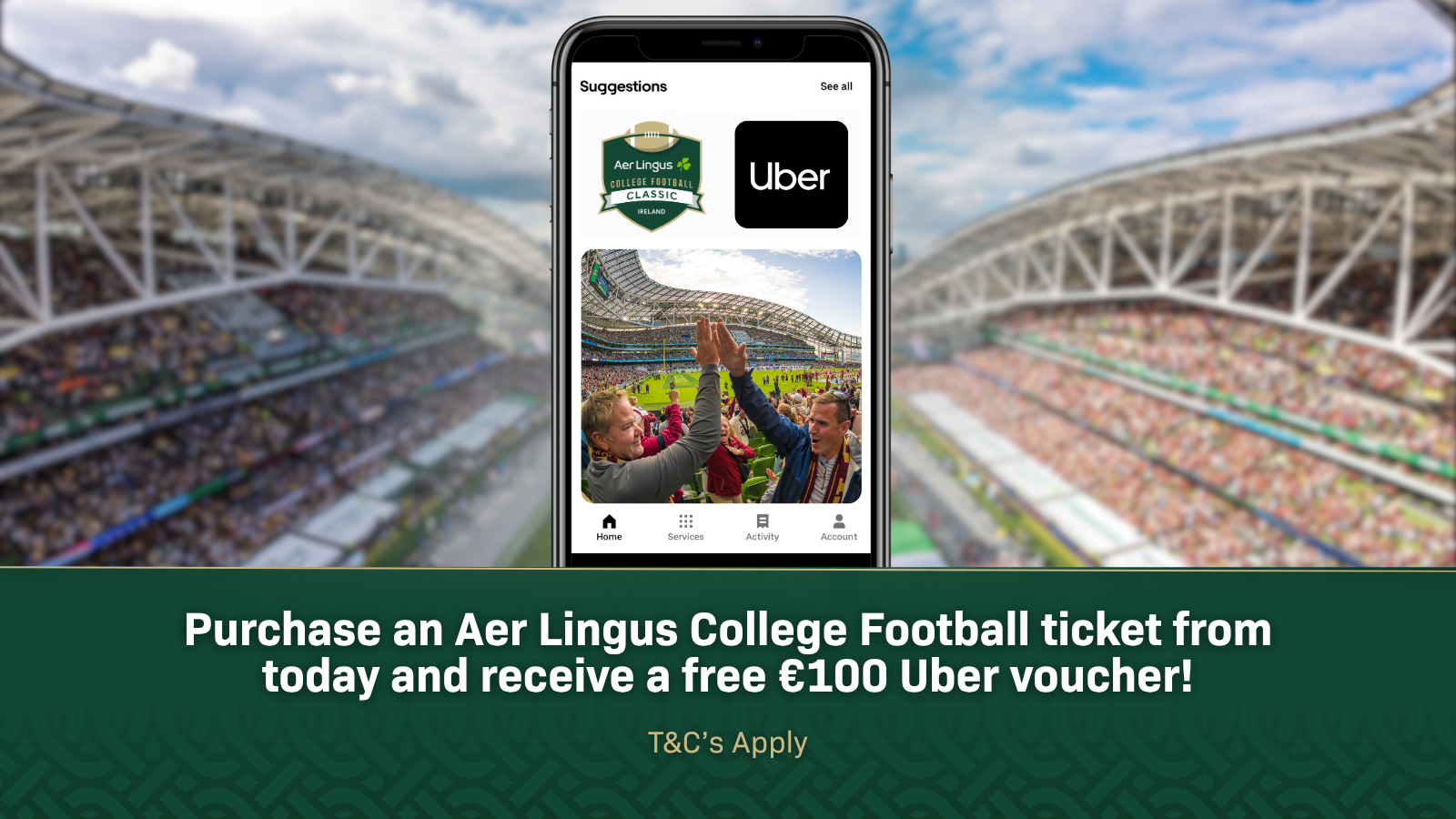 Score big with a free €100 Uber Voucher with your game ticket! | Aer ...